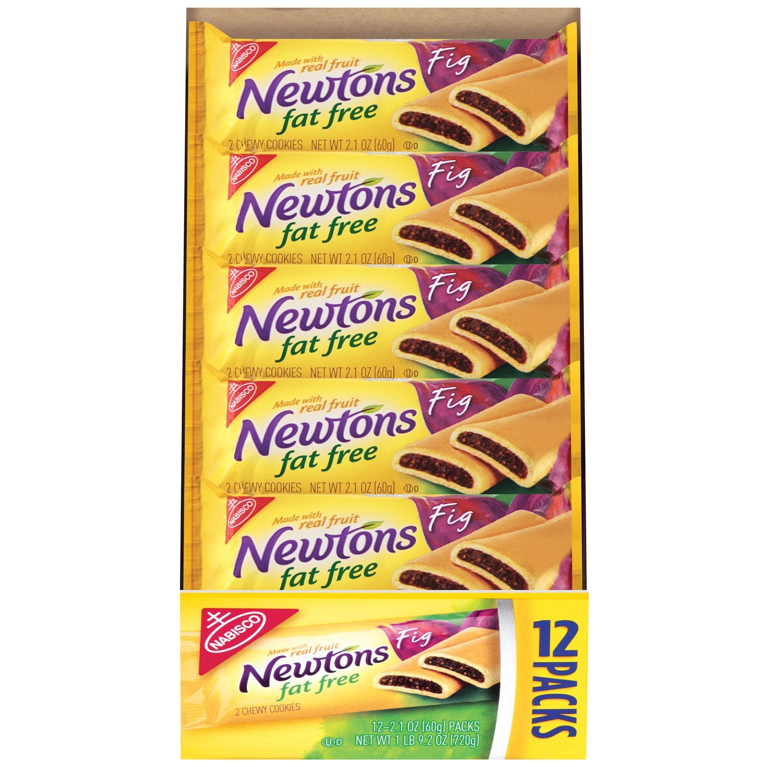 Fig Newtons Fat Free, 2.1 oz Each, 5 Boxes of 12 Trays, 60 Trays Total